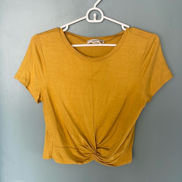 Tops | Mustard Twist Front Cropped Top | Poshmark